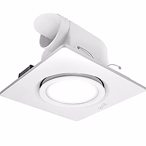 POWERENG Bathroom Exhaust Ventilation with Light,164 CFM 0.7Sones Quiet Ceiling Mount Ventilation Fan,6000K 12W LED,White,110V Vent Fan Ceiling