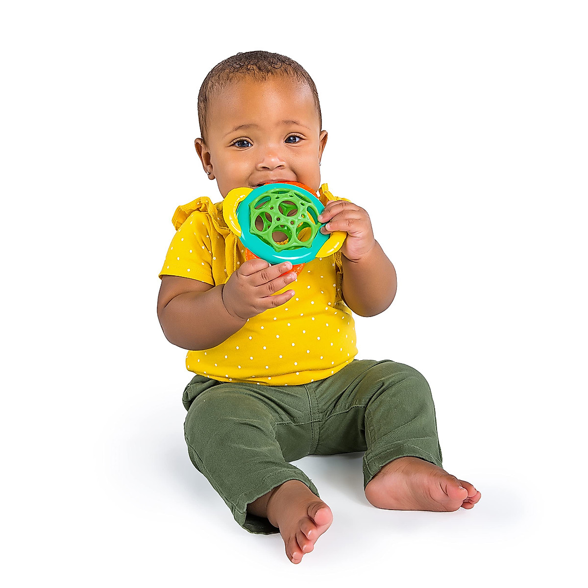 Bright Starts Oball Grasp & Teethe Easy Grasp BPA-Free Infant Teether Toy, Multi-Color, Age 3 Months and up
