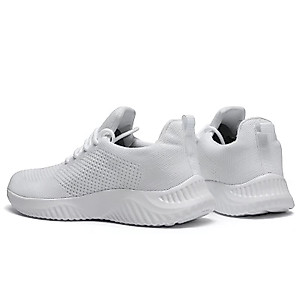 Wrezatro Men's Light Sneakers Tennis Running Low top Shoes Casual Walking Work Cross Training Shoes Fashion Gym Trainer White