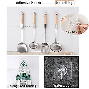 24 Packs -Adhesive Hooks Bathroom/Kitchen Wall Hooks Nail Free Sticky Hanger with Stainless Hooks Reusable Towel Utility Hooks