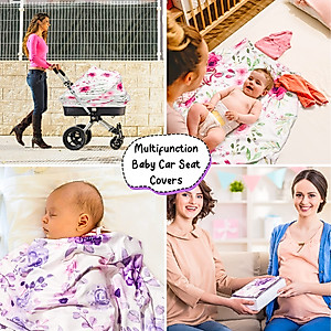 R HORSE 2Pcs Car Seat Covers for Babies Floral Pattern Infant Car Seat Canopy Breastfeeding Nursing Covers Baby Carseat Breathable Cover Multi-Purpose Shopping Cart High Chair Stroller Covers