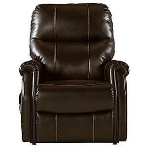 Signature Design by Ashley Markridge Faux Leather Modern Electric Power Lift Recliner for Elderly, Brown