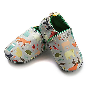Timatego Toddler Baby Boys Girls Shoes Non Skid Slipper Sneaker Moccasins Infant First Walker House Walking Crib Shoes(6-24 Months) Baby Shoes 12-18 Months Toddler, 01 Grey Fox