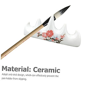 COHEALI 2pcs Brush Holder Chinese Decor Brush Pen Calligraphy Brush Table Stand Painting Writing Brush Rest Decked Pen Stand Pen Rack Calligraphy Supplies Bench Plum Bossom Ceramics White