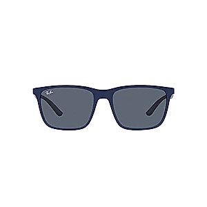 Ray-Ban RB4385 Liteforce Rectangular Sunglasses, Matte Blue/Dark Grey, 58 mm