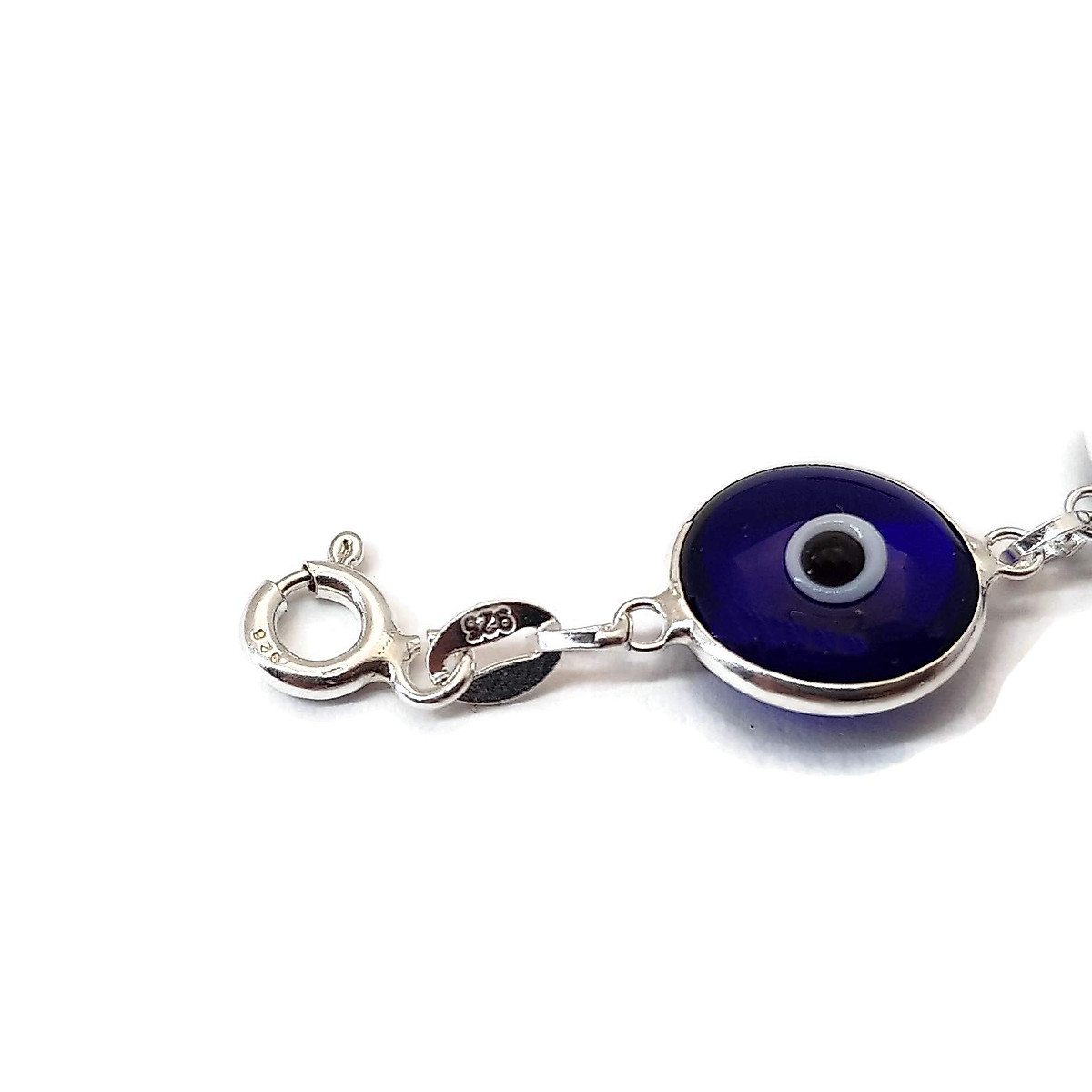MYSTIC JEWELS by Dalia - Sterling Silver Classic Evil Eye Bracelet, 7.5 inch, Protection for Good Luck (Navy Blue)