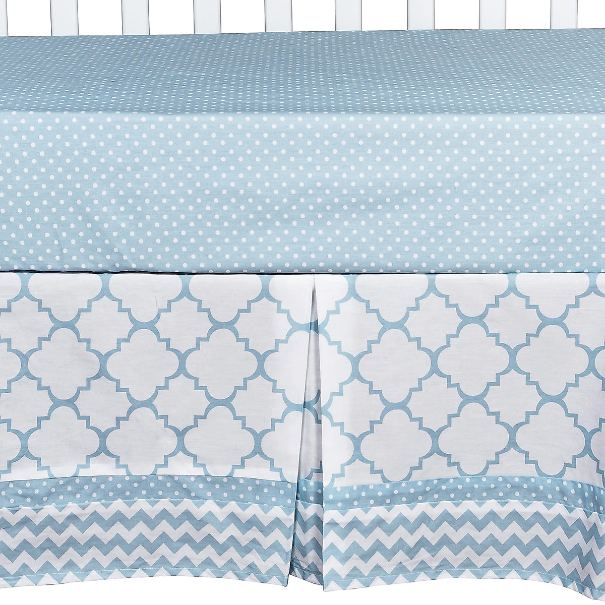 Trend Lab Blue Sky 3 Piece Crib Bedding Set, Can Be Used As A Blanket Or A Playmat for Tummy Time, Includes Quilt, Fitted Crib Sheet and Skirt