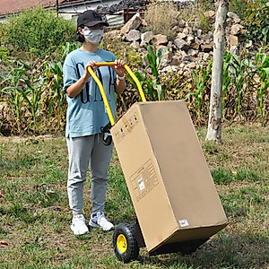 Hand Truck Dual Purpose 2 Wheel Dolly Cart and 4 Wheel Push Cart with Swivel Wheels 330 Lbs Capacity Heavy Duty Platform Cart for Moving/Warehouse/Garden/Grocery - Black