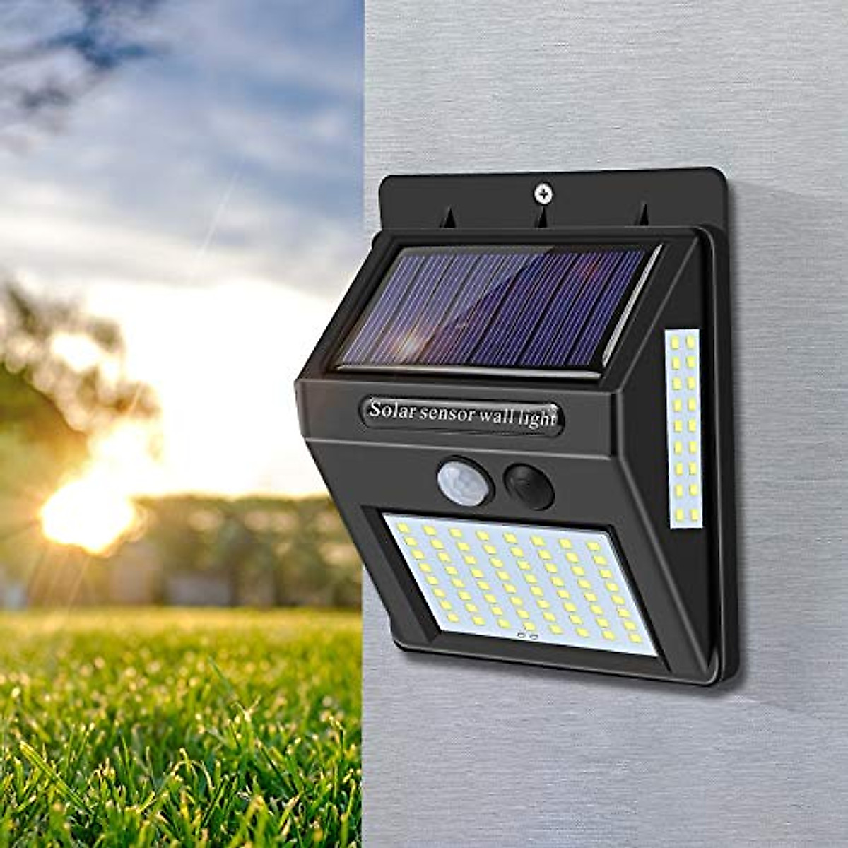 Fengyan Landscape lights 1/2/4pcs/lot Outdoor LED Solar Light Home Garden Fence PIR Motion Sensor Detection Wall Lamp 100 LEDs Waterproof Solar Garden Light LED Street Lamp ( Emitting Color : 1 pcs )