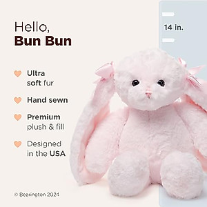 Bearington Bun Bun The Plush Easter Bunny, 14 Inch Pink Bunny Easter Stuffed Animal