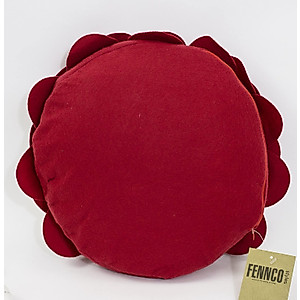 Fennco Styles Eva's Flower Garden Decorative Throw Pillow Cover 13" Round - Red Floral Accent Pillow Case for Home, Couch, Bed, Living Room, Holiday and Office Décor