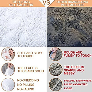 YUSOKI White Queen Faux Fur Blanket,2 Layers,90"x90" Without Pillows Big Soft Plush Fuzzy Large Warm Fluffy Throw Blanket for Bed