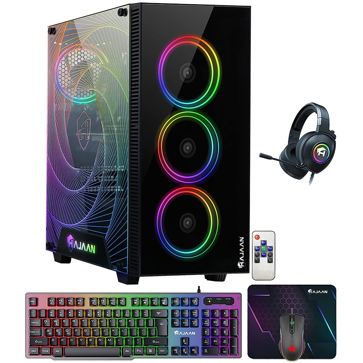 HAJAAN Breeze Gaming Desktop Tower PC - Intel Core i3-10100F Processor, GeForce GT 1030 2GB GDDR5, 16GB DDR4 RAM, 512GB SSD, Windows 11 Pro - New