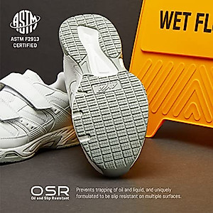 Avia Avi-Union II Strap Non Slip Shoes for Women – Comfort Safety Shoes for Work, Nursing, Restaurants, & Walking – White/Chrome Silver, 7 Wide