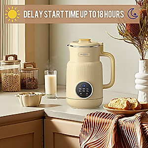 Arcmira Automatic Nut Milk Maker, 20 oz Homemade Almond, Oat, Soy, Plant-Based Milk and Dairy Free Beverages, Almond Milk Maker with Delay Start/Keep Warm/Boil Water, Soy Milk Maker with Nut Milk Bag,Yellow
