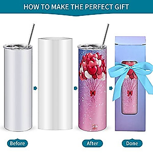 MAFYE Sublimation Tumblers, 6pack 20 oz Skinny Straight Tumbler with Straw Lids, Sublimation Shrink Wrap & Tumbler Cards Sublimation Blanks Product Stainless Steel Tumbler for Mug Press, Present Box