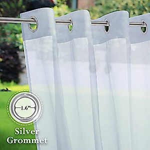 RYB HOME Outdoor Sheer Curtain for Patio, Grommet Top Sheer White Outdoor Curtain for Pergola, Outdoor Indoor Privacy Voile Drape, 1 Panel, Wide 54 by Long 84 Inch