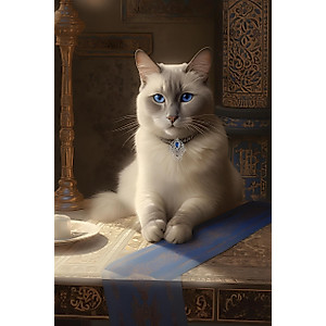Cat Diamond Painting Kit for Adults - A Blue-Eyed cat Lying on a Tabletop Diamond Art Kit for Adults for Beginners - Perfect for Home Wall Decor (12x18inch)