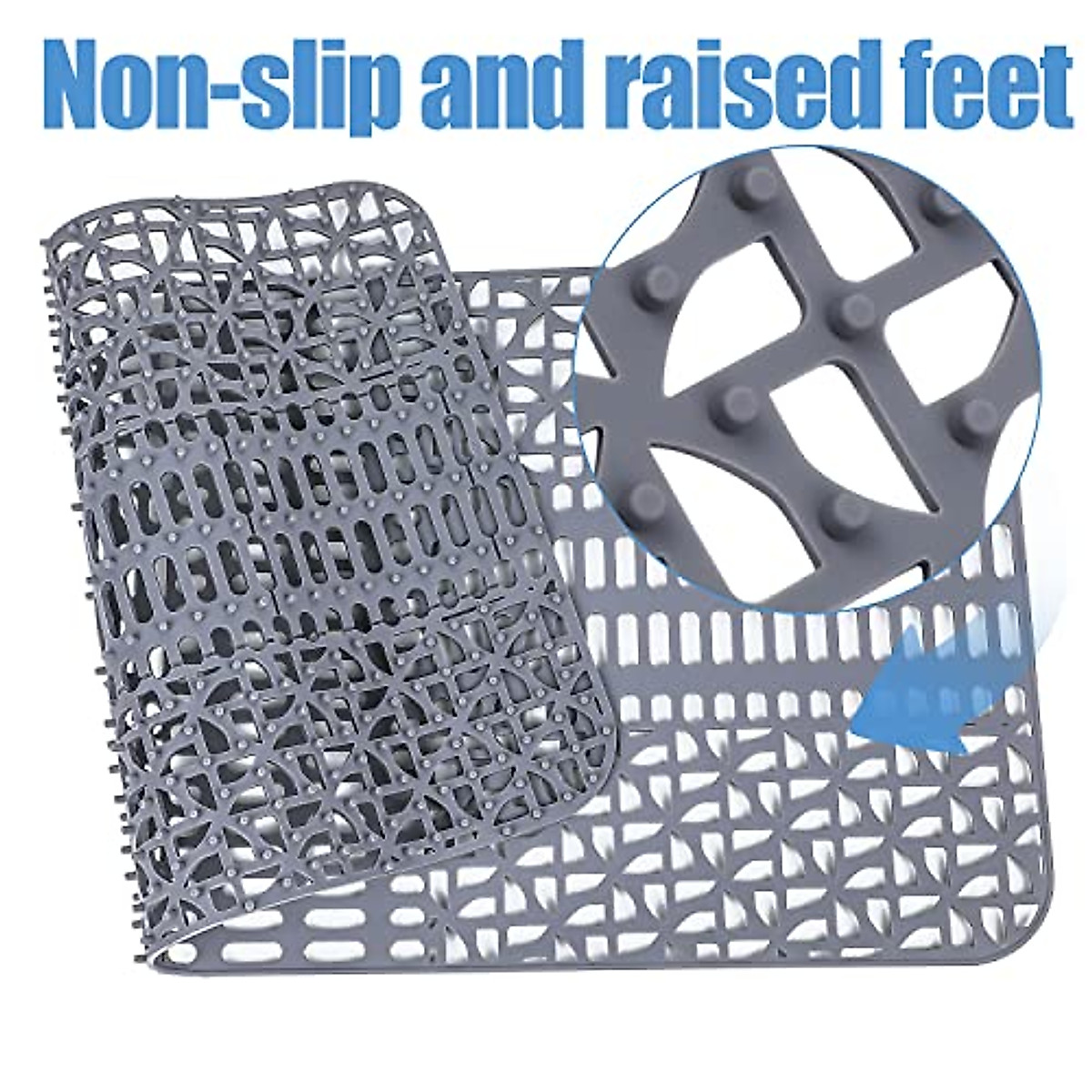 JUSTOGO Sink Protectors for Kitchen Sink,Silicone Sink Mat Grid Accessory 26 "x 13 ",1 PCS Non-slip Grey Sink Mats for Bottom of Kitchen Farmhouse Stainless Steel Porcelain Sink