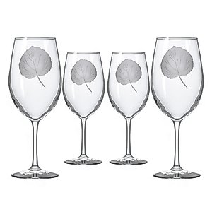 Rolf Glass Aspen Leaf All Purpose Wine 18oz - Set of 4 | Wine Glass Set | Red Wine Glass | White Wine Glass | Made in the USA