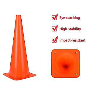 18 Inch Traffic Safety Cones, [4 Pack] Orange Parking Cones Training Cones, Plastic Cones for Indoor/Outdoor Activity & Festive Events