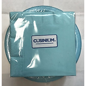 CUSINIUM [24 pcs 7" Pastel Blue Paper Dessert Plates with [50 pcs] 3-ply Pastel Blue Party Napkins