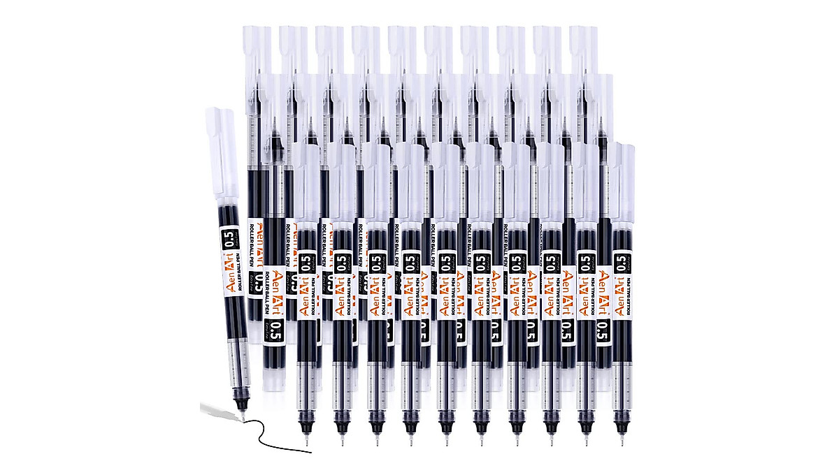 Premium 30-Pack Fine Point Rollerball Pens with Quick-Dry Ink