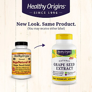 Healthy Origins MegaNatural BP-Grape Seed Extract, 300 mg - Blood Flow Support - Premium Grapeseed Extract Capsules - Non-GMO & Gluten-Free Supplement - 150 Veggie Capsules