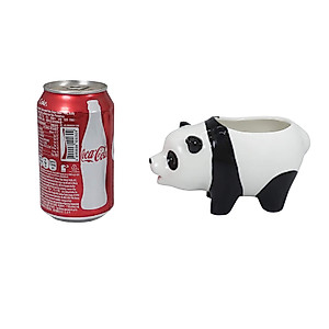 Gemseek Cute Panda Succulent Planter Pot with Drainage Tray, White Ceramic Flower/Cactus Holder, Animal Bonsai Container for Indoor Plants