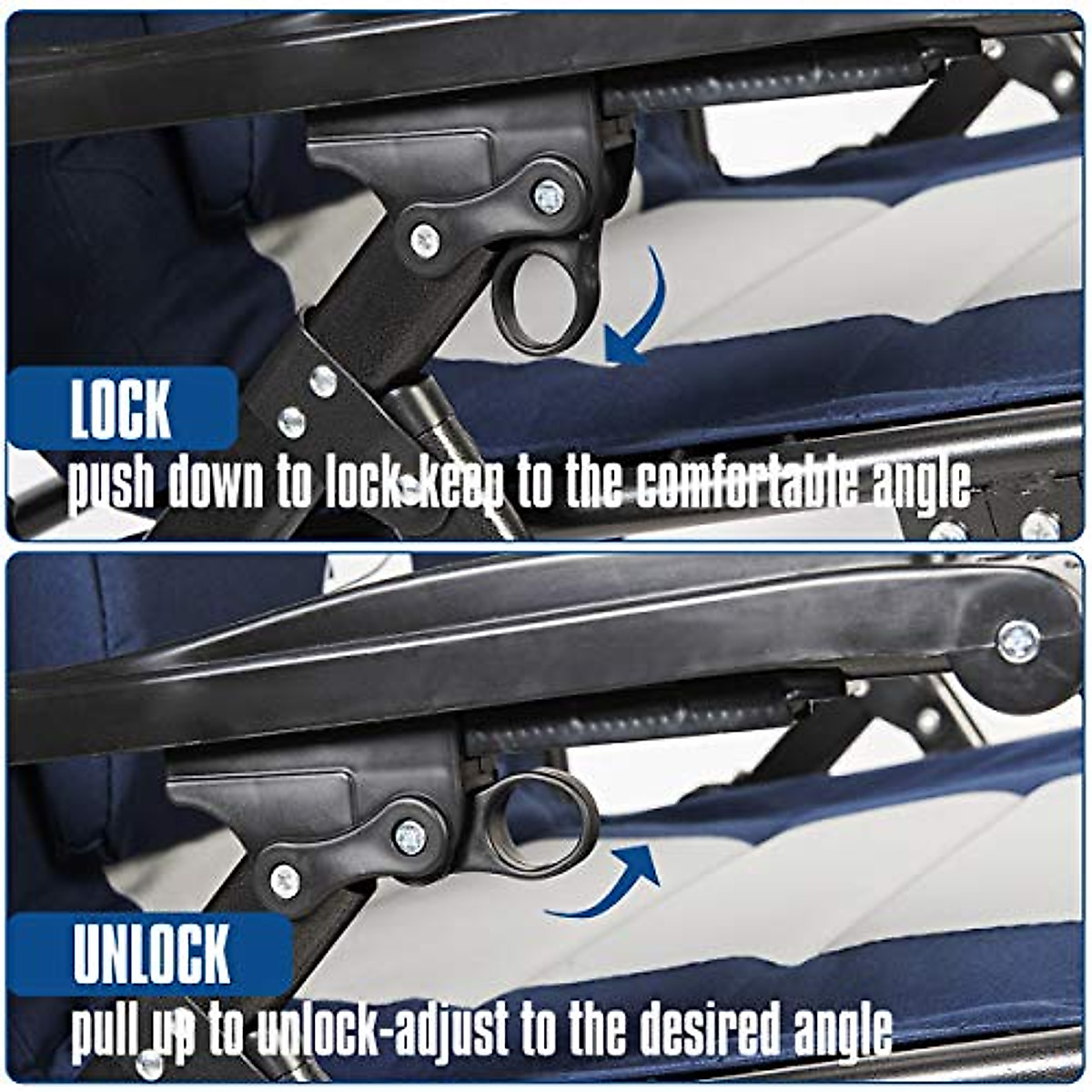 Coastrail Outdoor Zero Gravity Chair Oversized XXL 33.5" Width Patio Recliner Padded Reclining Folding Lounger with Pillow, Side Table for Camping, Lawn, Garden, 500lbs Capacity Blue/1pack