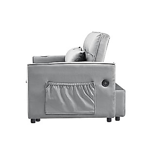 ERYE Oversized Loveseat Sofa Convertible Full Size Sleeper Sofabed,Love Seat Pull Out Sleep Couch Bed with Cupholders,USB Charging Ports and Storage Pockets for Home Apartment Office Living Room