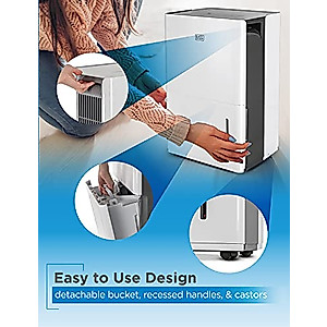 BLACK+DECKER 4500 Sq. Ft. Dehumidifier with Built-In Drain Pump for Continuous Drainage, for Large Spaces and Basements, Energy Star, Digital, BD50PMWSA, White