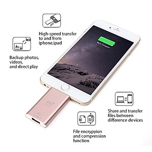 Flash Drive for iPhone iPad, iConnect[USB 3.0] [Apple MFi Certified] Apple FlashDrive Mobile storage with Lightning connector for iPhone, iPad, iPod Mac and Computer (16GB) (Rose Gold)