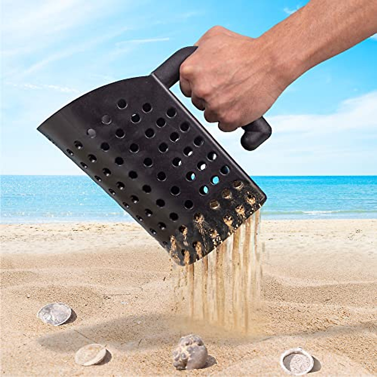 Island Genius Sand Scoop and Shovel Digging Tools for Metal Detecting, Beach Shelling, Sand Sifter