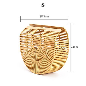 Hxinson 2023 ins Summer Straw Bags for Women Handmade Woven Ladies Handbags Bohemian Travel Beach Totes Clutch Bag (Primary Color,S)