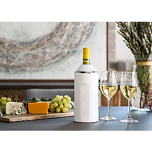 Vinglacé Wine Bottle Chiller- Portable Champagne Insulator- Stainless Steel Wine Cooler Sleeve, White