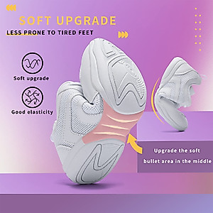 LANDHIKER Cheer Shoes for Women Cheerleading Shoes Girls Youth White Competition Cheerleading Gear Dance Shoes Sports Shoes Tennis Training Athletic Shoes Flats Breathable Kids Cheer Sneakers