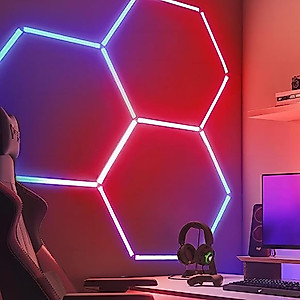 lylunnamsp Hexagon Garage Lights, 170W 19550LM, 6500K 3 Grid Systems Honeycomb Hexagonal Garage LED Lights, DIY Car Detailing Garage Ceiling Lighting Bright Shop Light for Gym Workshop