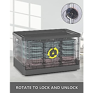 richang Closet Organizers and Storage Shelves, Trunk Organizer, Dorm Room Essentials,Folding Box, Stackable Toy Bins with Door and Wheels, Rotate-to-lock, 3-Pack,35L,Grey
