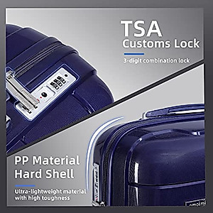 imiomo Luggage Hardside Suitcase Sets,3 Piece Travel Luggage Sets with Spinner Wheels,Lightweight PP Luggae Sets Clearance with TSA Lock (Blue)