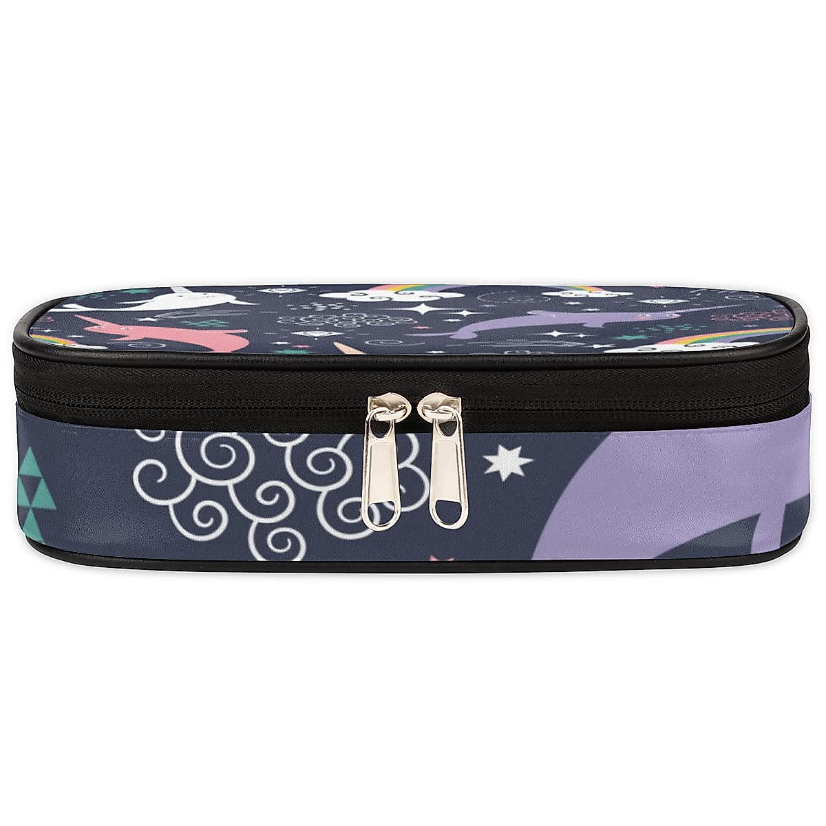 GzLeyigou Narwhal and Rainbow Pencil Case Pen Holder Large Capacity Stationery Organizer Pen Bag with Zipper Pencil Pouch Makeup Brush Bag for Adult Teen Boy Girls Students School College Work Office