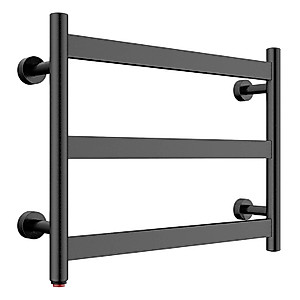 HEATGENE Towel Warmer 3 Flat Bar Towel Dryer Wall-Mounted Plug-in Bath Towel Heater - Matte Black