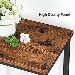 ALLOSWELL Bar Stools, Set of 2 Bar Chairs, Kitchen Breakfast Bar Stools with Footrest, 25.8" Dining Stools, Rectangular Industrial Bar Chairs, for Dining Room, Kitchen,Rustic Brown BAHR0101