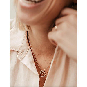 ITS4YEO 925 Sterling Silver Forever Love Heart Pendant Initial Necklaces Silver Necklace Zircon Pendant Necklaces for Women Jewelry Gift for Women Wifes Her Valentines Gift(R)