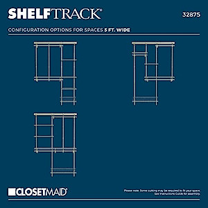 ClosetMaid ShelfTrack Wire Closet Organizer System, Adjustable from 5 to 8 Ft., with Shelves, Clothes Rods, Shoe Shelf, Hardware, Durable Steel, Nickel