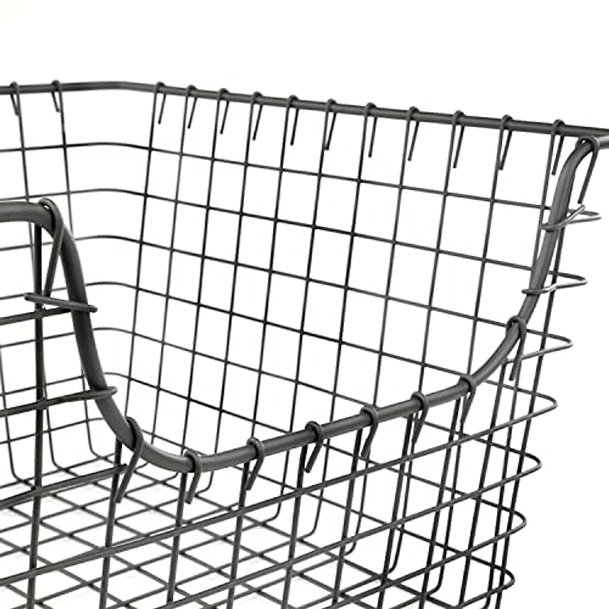 Spectrum Diversified Scoop Wire Storage Basket, Medium, Industrial Gray, 6-Pack