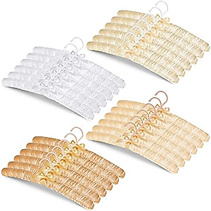 24 Pack Satin Padded Hangers for Women Non Slip Thick Foam Coat Hangers for Closet Fabric Clothing Hangers Anti Slip No Slip Hangers Bride Hanger for Wedding Dress Sweater Blouse Clothes, 4 Colors
