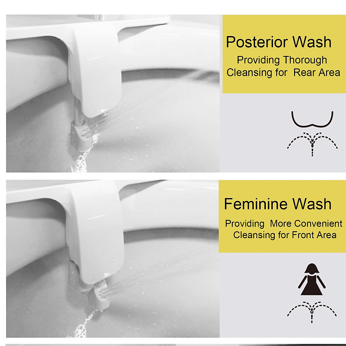 Bidet Attachment for Toilet, Non-Electric Bidet Attachment for Toilet Seat, Ultra Slim bidet toilet Seat for Feminine Wash Adjustable Pressure Control Cold Warm Water Jet Spray Bidet Toilets