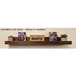 Farmhouse Rustic Wooden Picture Ledge Shelf, Available in 20 Colors, 11 Sizes, Shown in Jacobean - Floating Shelf, Rustic Shelf, Open Shelving, Nursery Shelf, Floating Shelves, Modern Farmhouse