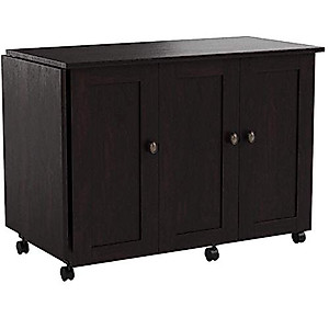 Sauder Select Sewing Craft Cart, Cinnamon Cherry Finish & 419496 Miscellaneous Storage Storage Cabinet, L: 29.375" x W: 16.125" x H: 71.125", Cinnamon Cherry Finish
